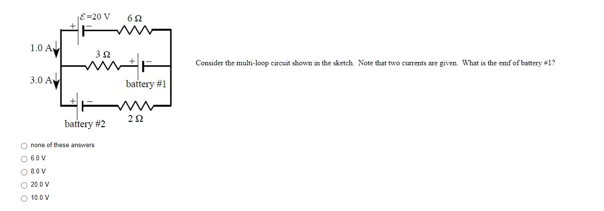 Solved E=20 V 622 1.0 AV 32 Consider the multi-loop circuit | Chegg.com