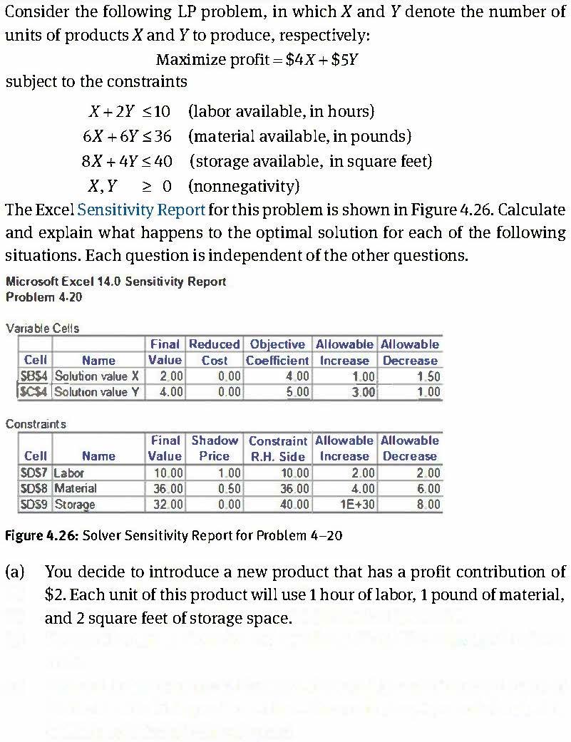 Solved Consider the following LP problem, in which X and Y | Chegg.com