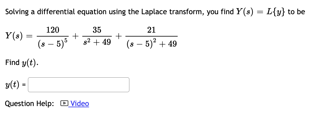 Solved Solving a differential equation using the Laplace | Chegg.com