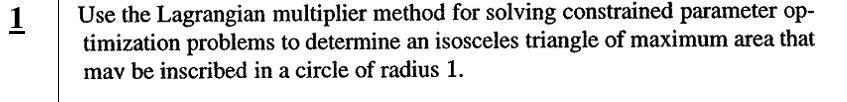 Solved 1 Use the Lagrangian multiplier method for solving | Chegg.com