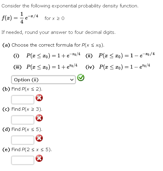 Solved Consider the following exponential probability | Chegg.com