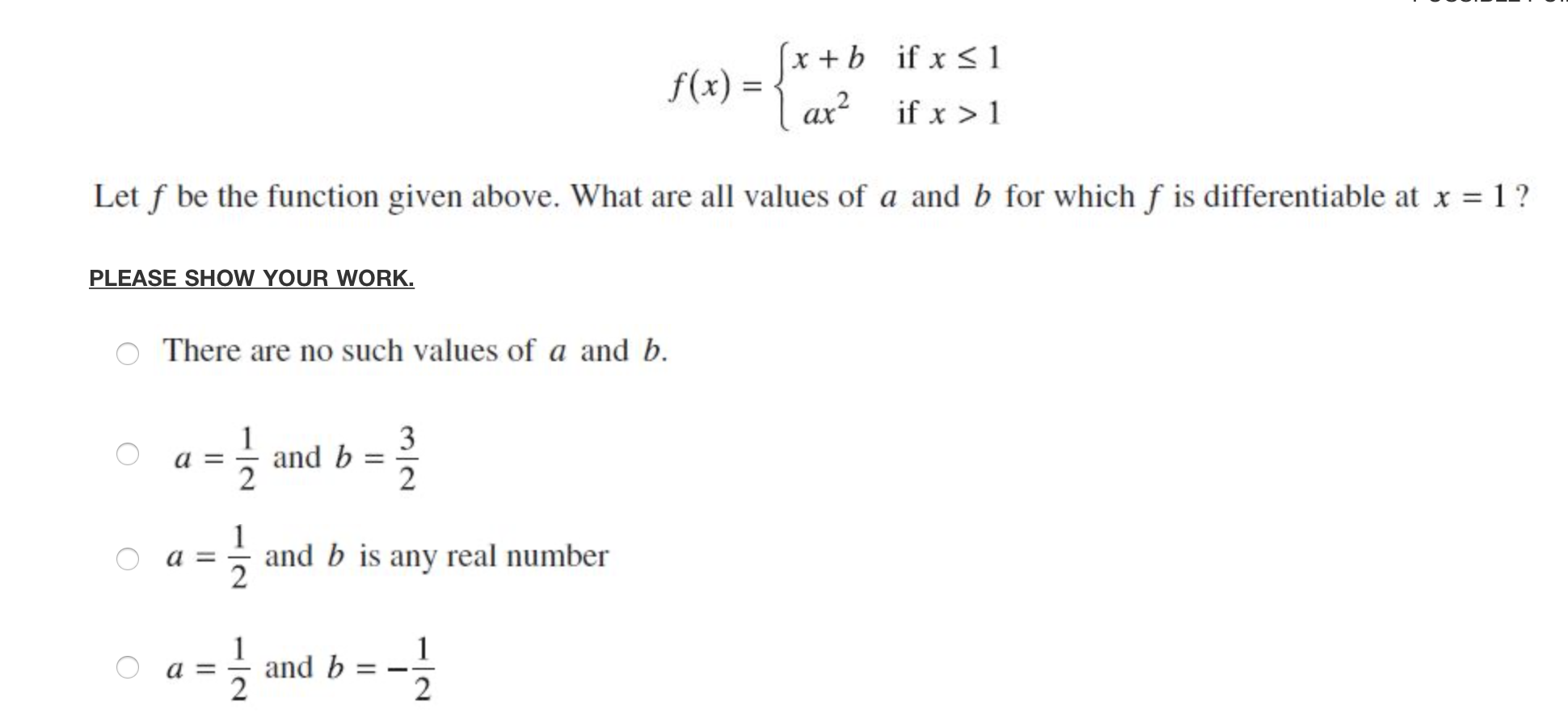 Solved f(x) = x + b if x 1 Let f be the | Chegg.com