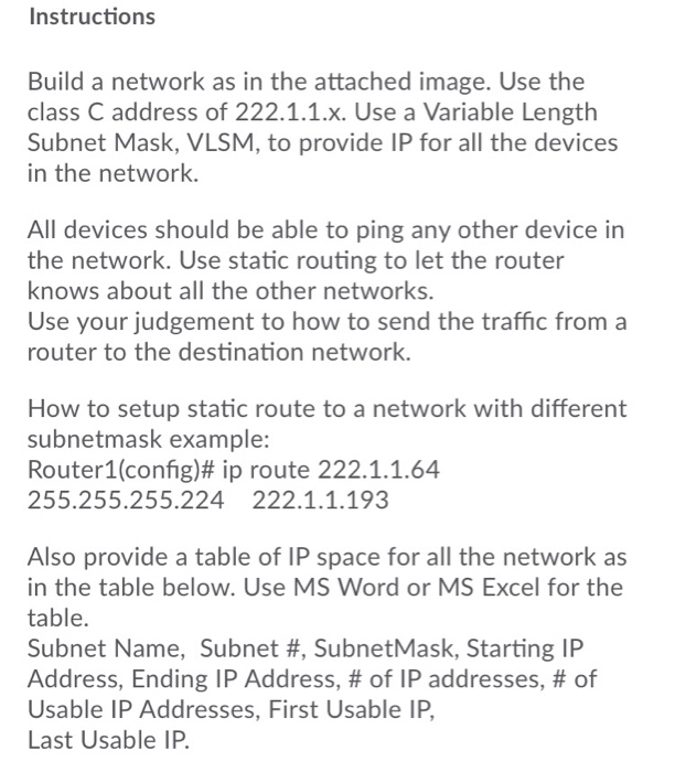 Solved Instructions Build a network as in the attached | Chegg.com