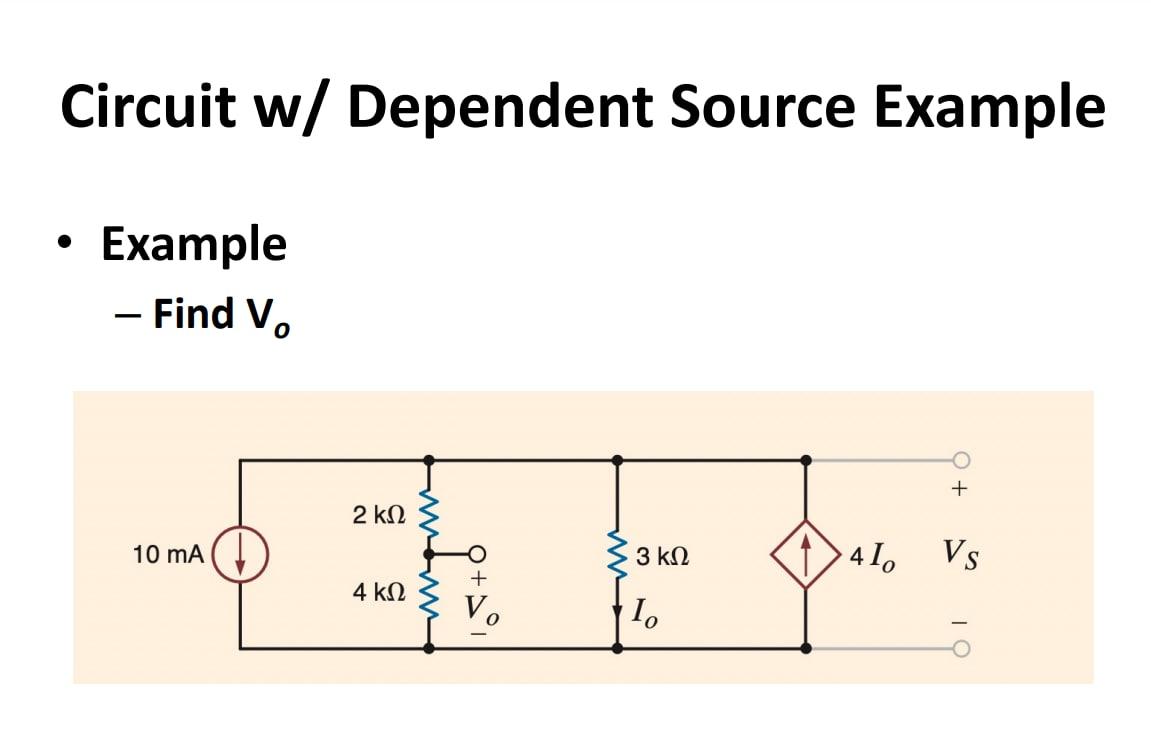 Solved Circuit w/ Dependent Source Example Example - Find | Chegg.com