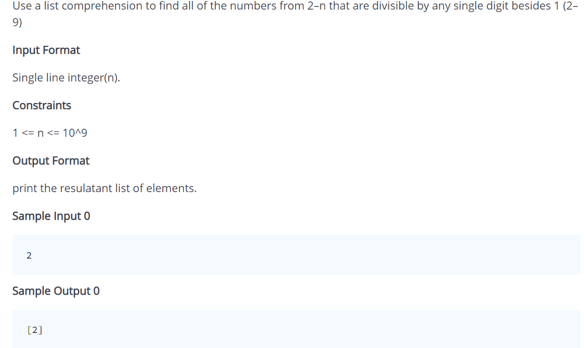 Solved Use a list comprehension to find all of the numbers | Chegg.com
