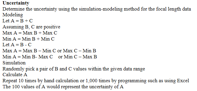 Solved Uncertainty Determine the uncertainty using the | Chegg.com