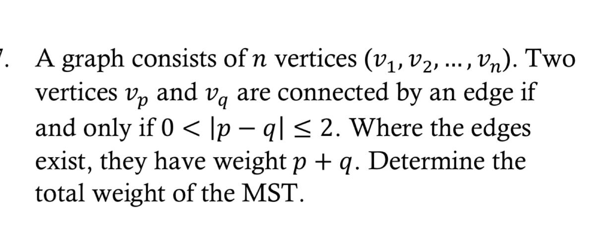 Solved A graph consists of n ﻿vertices (v1,v2,dots,vn). | Chegg.com