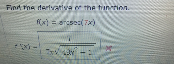 Solved Find The Derivative Of The Function F X