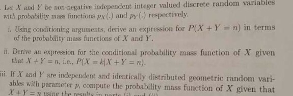Solved Let X and Y be non-negative independent integer | Chegg.com