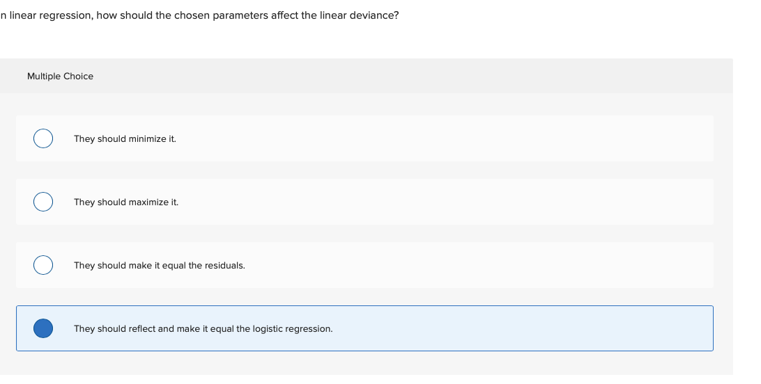 Solved In linear regression, how should the chosen | Chegg.com