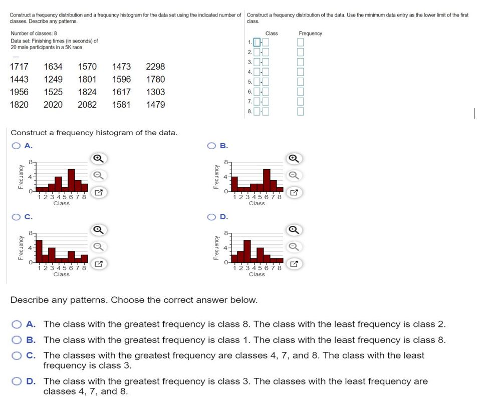 Solved Construct a frequency distribution and a frequency | Chegg.com