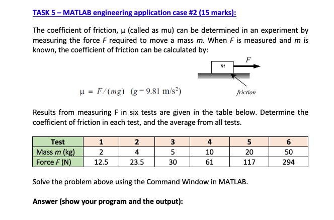 Solved The coefficient of friction, μ (called as mu ) can be | Chegg.com