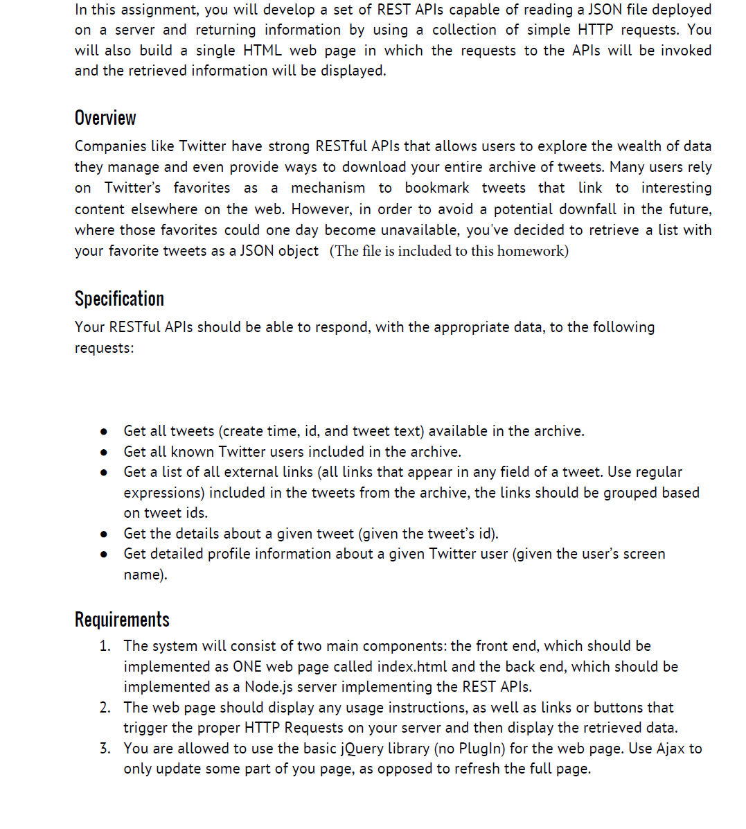 Solved In this assignment, you will develop a set of REST | Chegg.com
