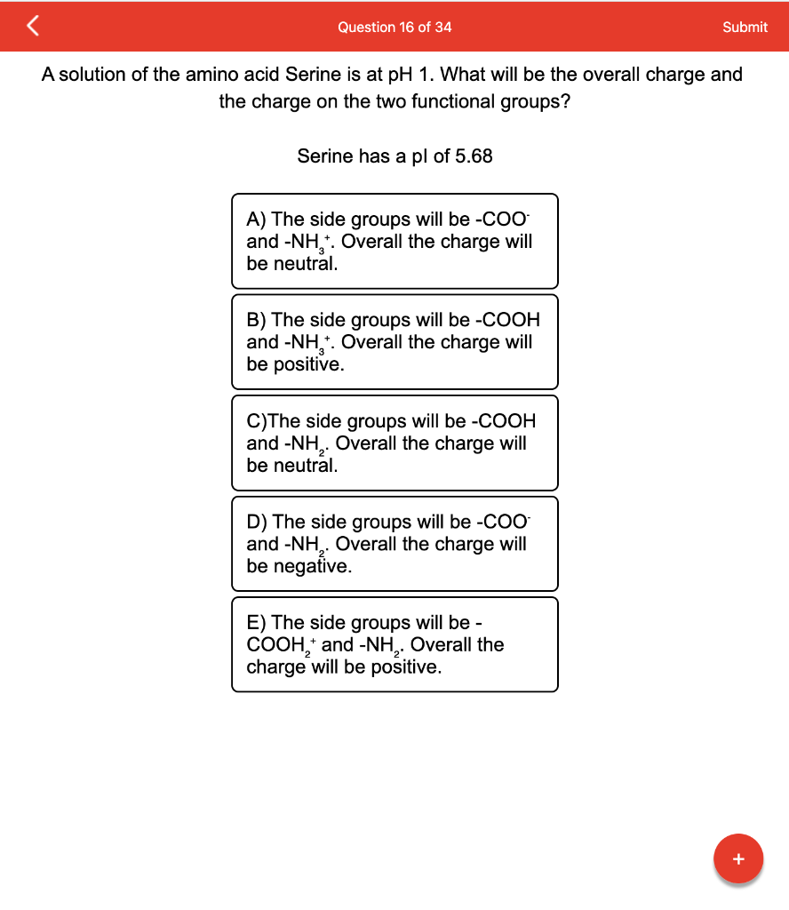 Solved A solution of the amino acid Serine is at pH1. What | Chegg.com