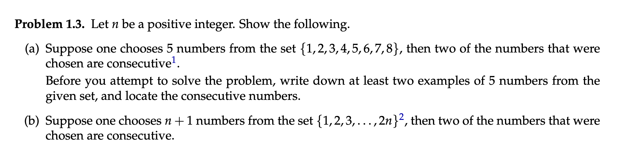 Solved Problem 1.3. ﻿Let n ﻿be a positive integer. Show the | Chegg.com