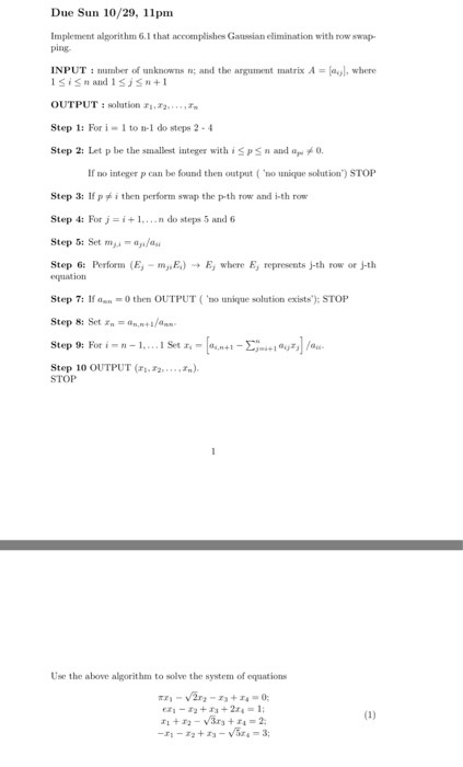 Solved Due Sun 1029 11pm Implement Algorithm 61 That 1662