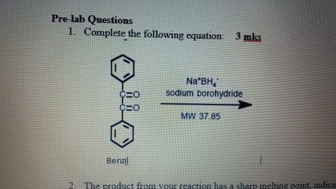 Solved Pre-lab Questions 1. Complete the following equation: | Chegg.com