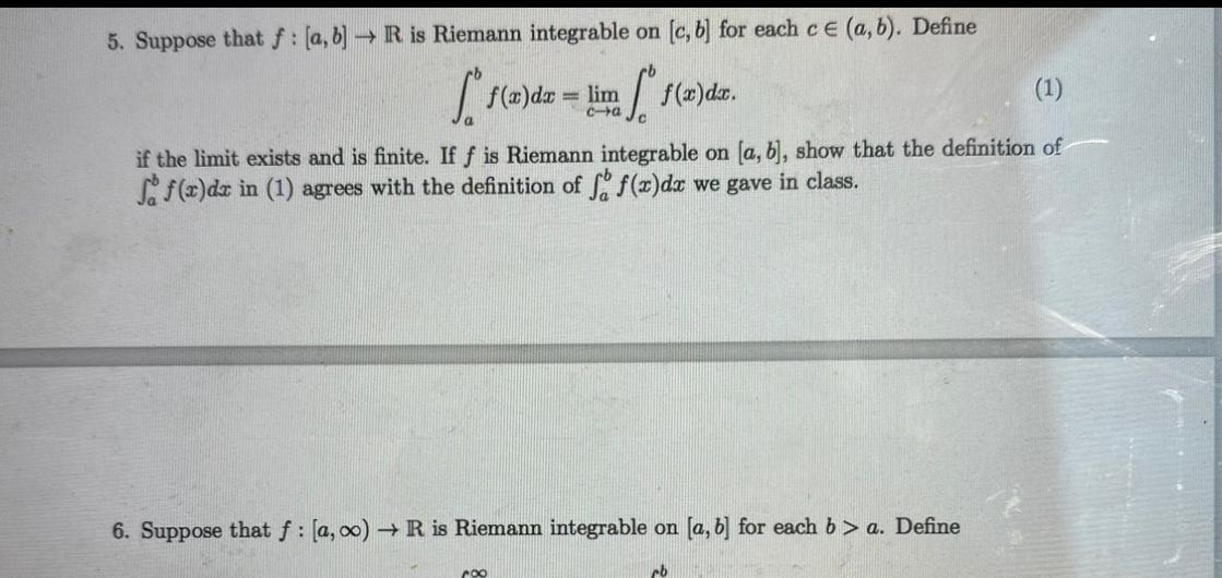 Solved 5. Suppose that f:[a,b]→R is Riemann integrable on | Chegg.com