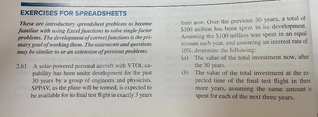 Solved EXERCISES FOR SPREADSHEETS These are introductory | Chegg.com