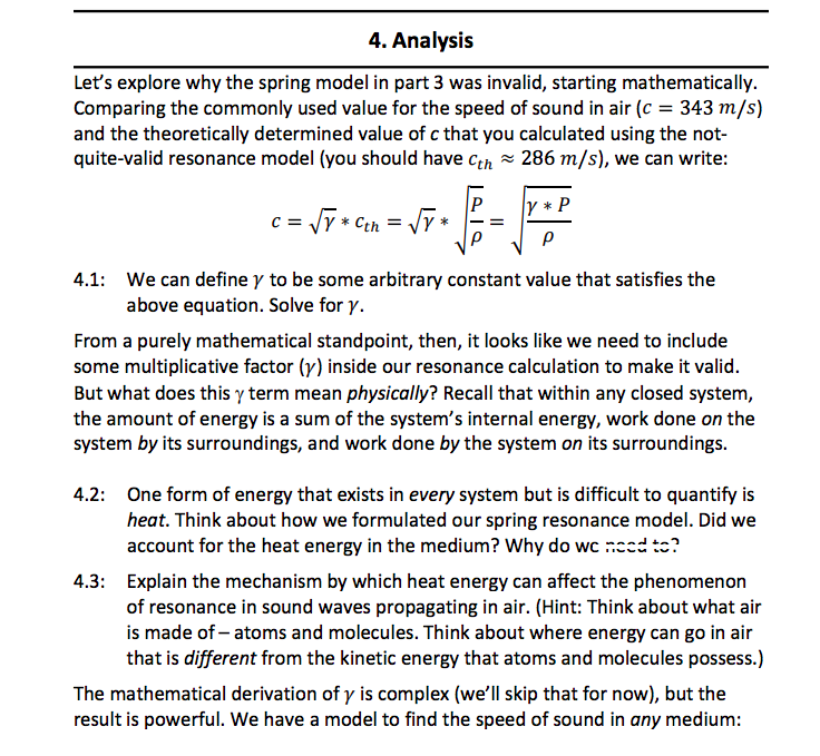 4. Analysis Let's explore why the spring model in | Chegg.com