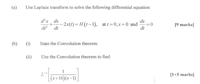 (a) Use Laplace transform to solve the following | Chegg.com