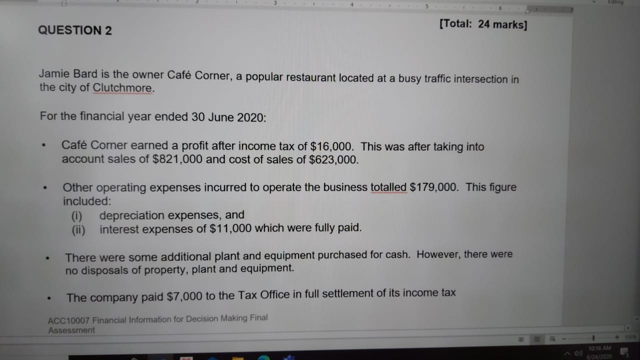 Solved [Total: 24 marks] QUESTION 2 Jamie Bard is the owner | Chegg.com