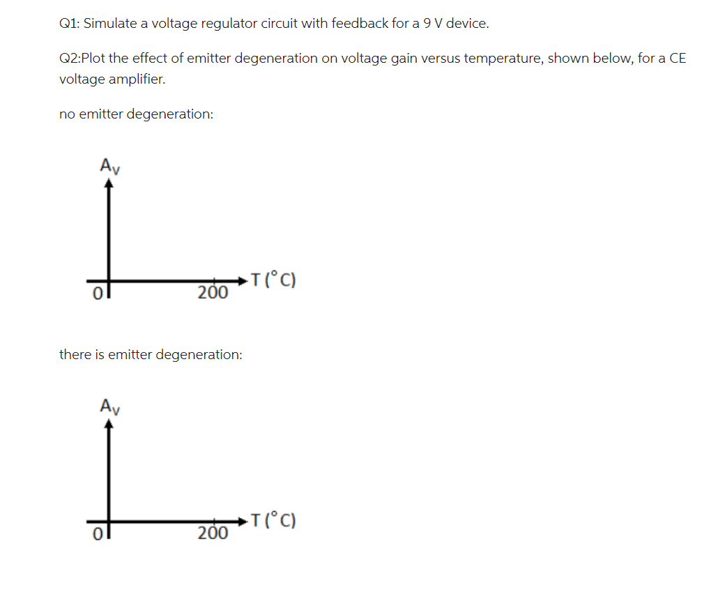 [Solved]: Q1: Simulate a voltage regulator circuit with fe
