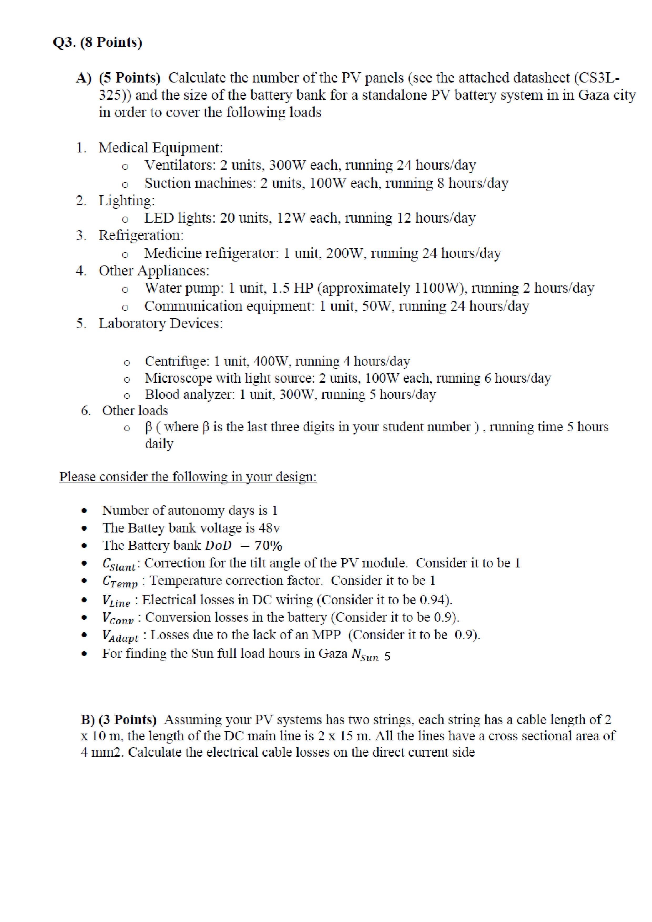 Q3. (8 ﻿Points)A) (5 ﻿Points) ﻿Calculate the number | Chegg.com