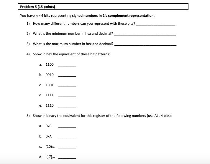 Solved Problem 5 15 Points You Have N 4 Bits 