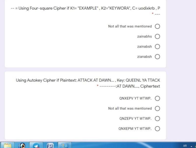 Solved -- = Using Four-square Cipher if K1= "EXAMPLE", | Chegg.com