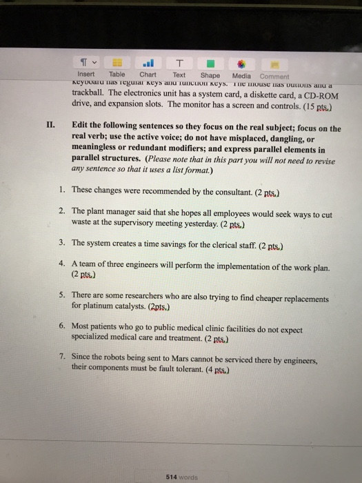 insert Table Chart Text shape Media comment Editing | Chegg.com
