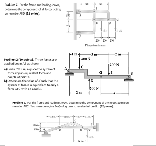 Solved Problem 7. For the frame and loading shown, determine | Chegg.com