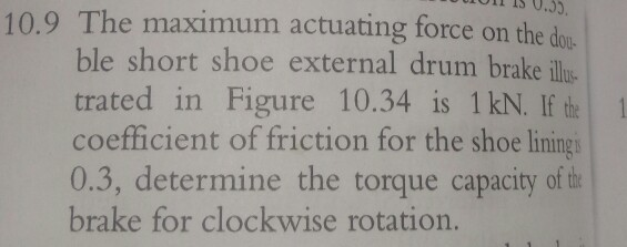 Solved 10it Is 0 33 10 9 The Maximum Actuating Force On The