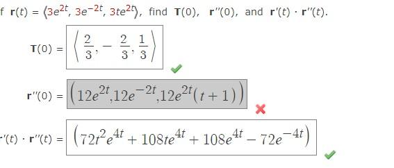 Solved r(t)= 3e2t,3e−2t,3te2t , find T(0),r′′(0), and | Chegg.com