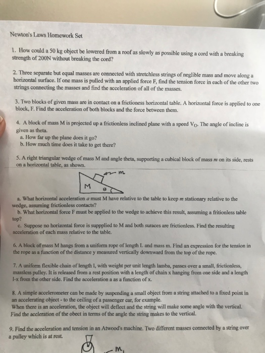 Solved Newton's Laws Homework Set 1. How could a 50 kg | Chegg.com