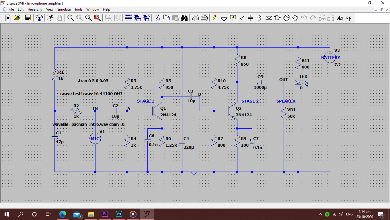 Solved Х X LTspice XVII - [microphone_amplifier] Eile Edit | Chegg.com