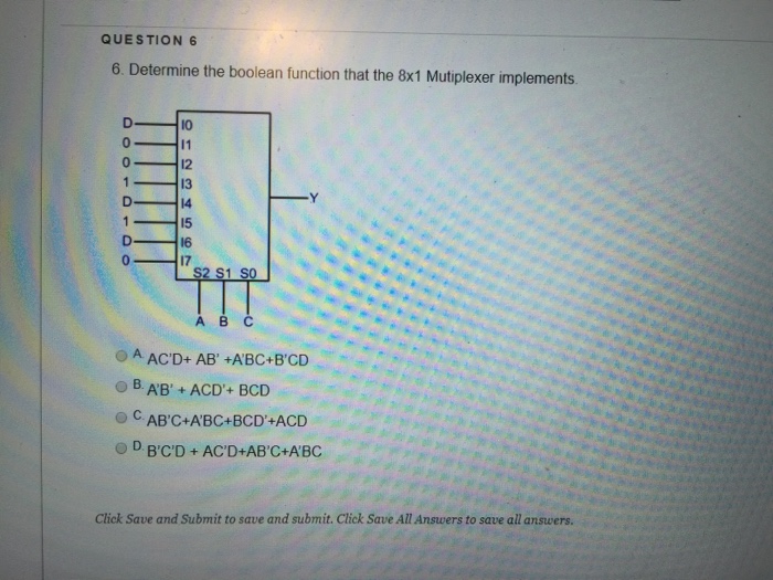 Solved Determine the Boolean function that the 8x1 | Chegg.com