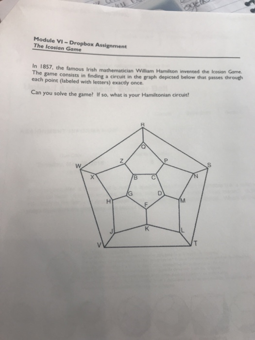Solved Module VI- Dropbox Assignment The Icosian Game | Chegg.com