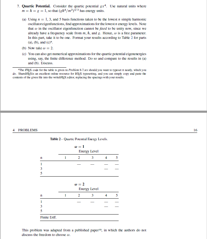 Solved 7. Quartic Potential. Consider the quartic potential | Chegg.com