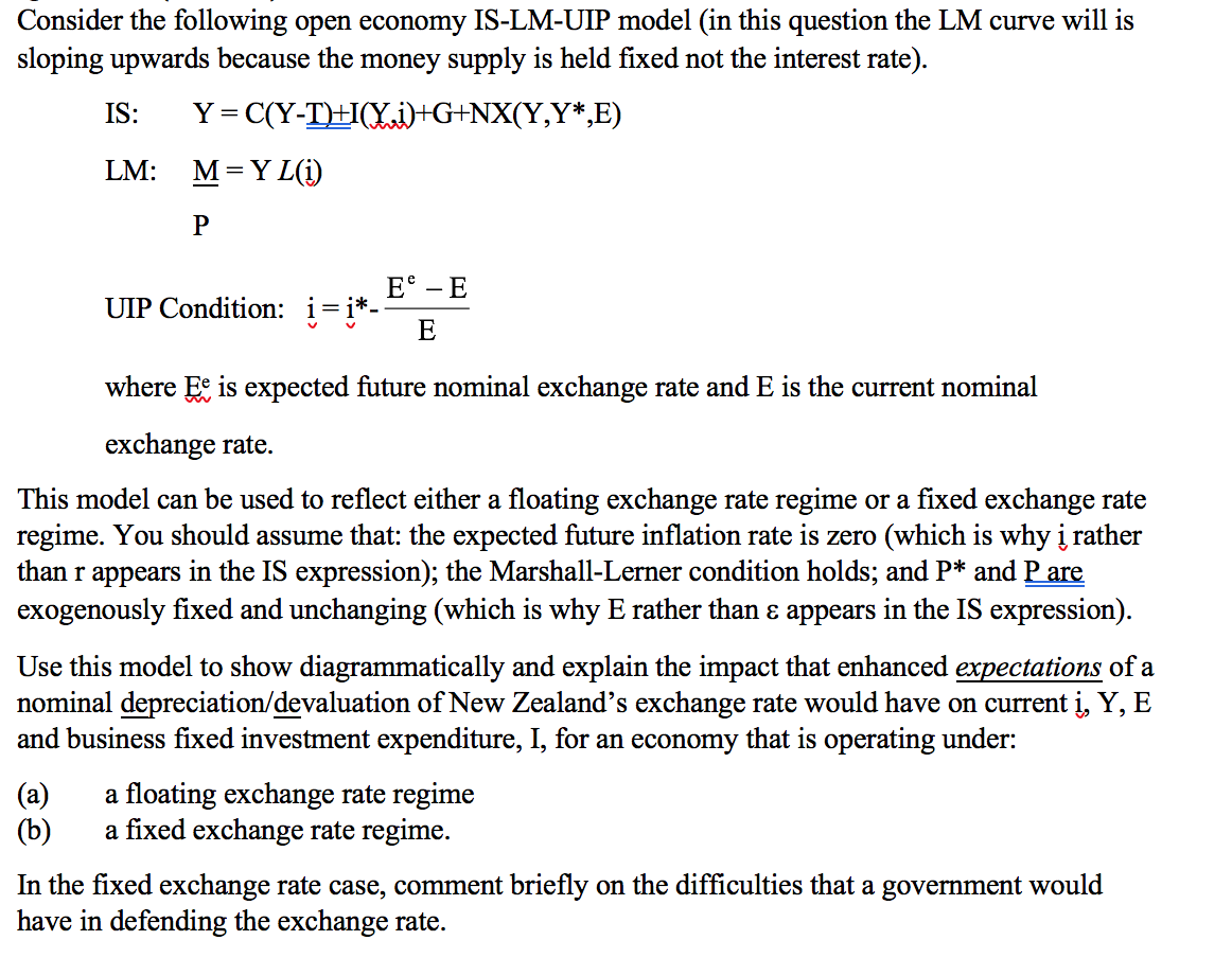 Consider the following open economy IS-LM-UIP model | Chegg.com