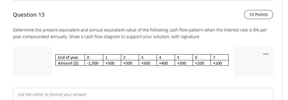 Solved Question 13 10 Points Determine the present | Chegg.com