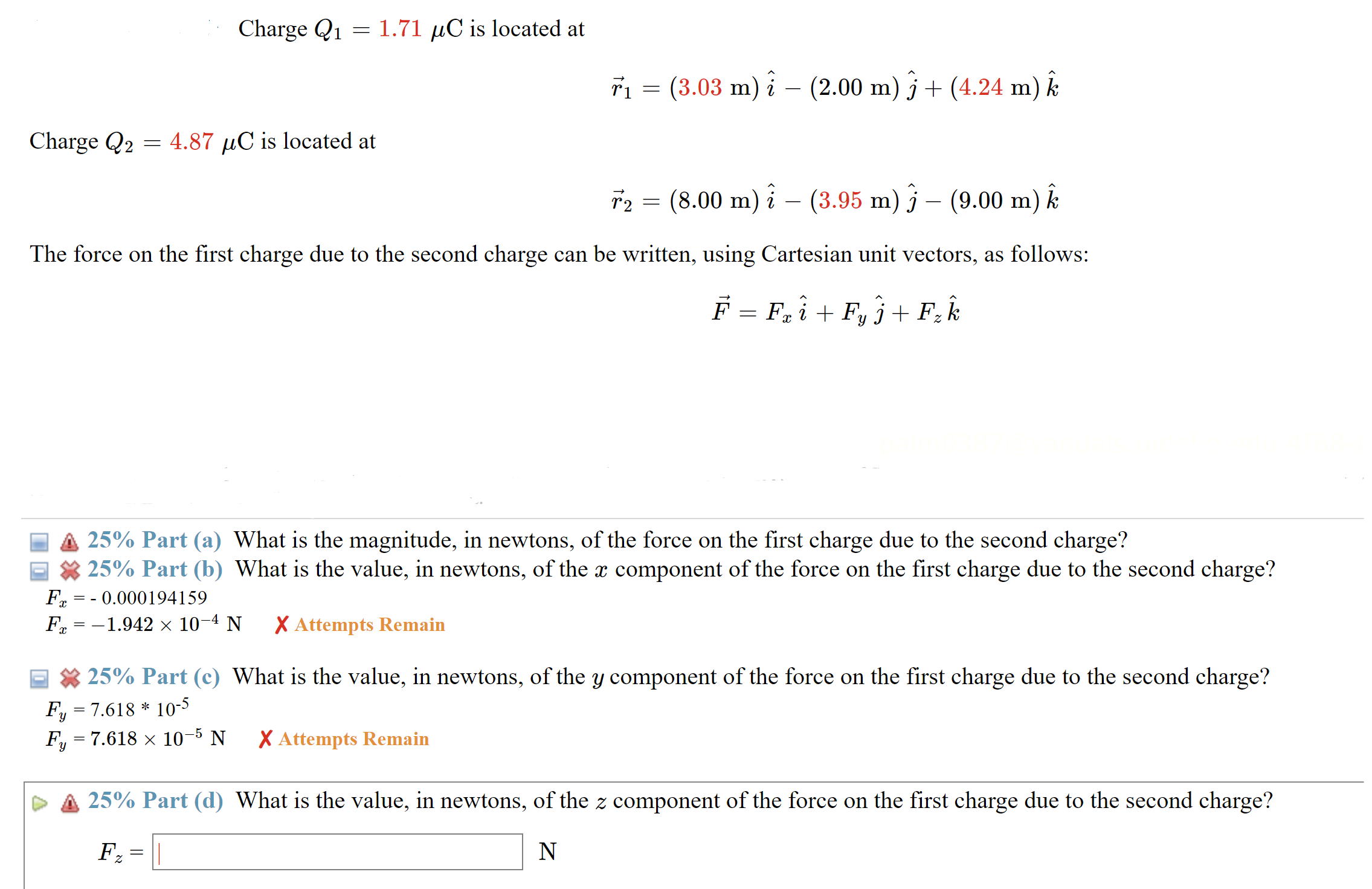 Solved Charge Q1=1.71\mu C ﻿is located | Chegg.com