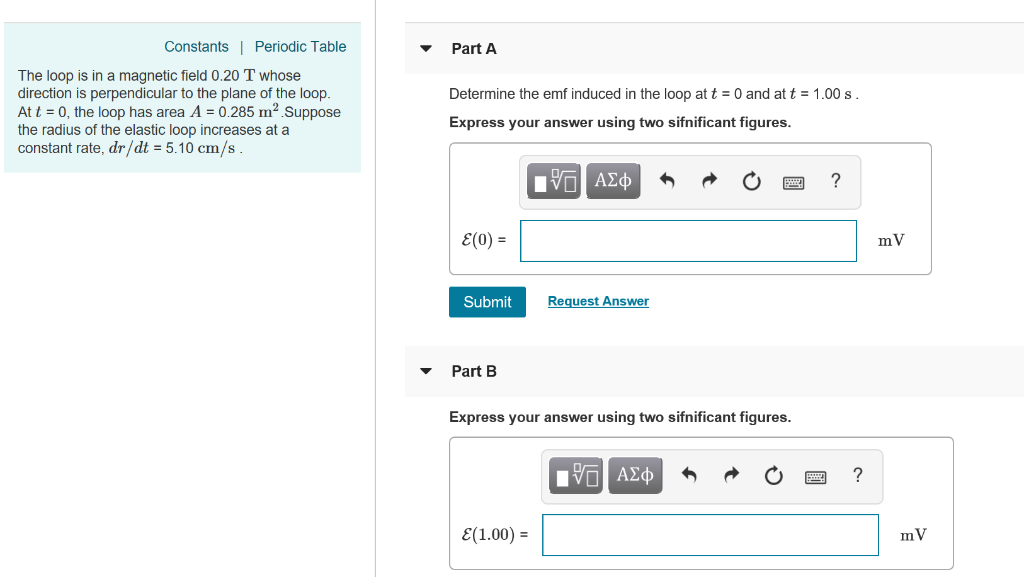 Solved Constants | Periodic Table PartA The loop is in a | Chegg.com