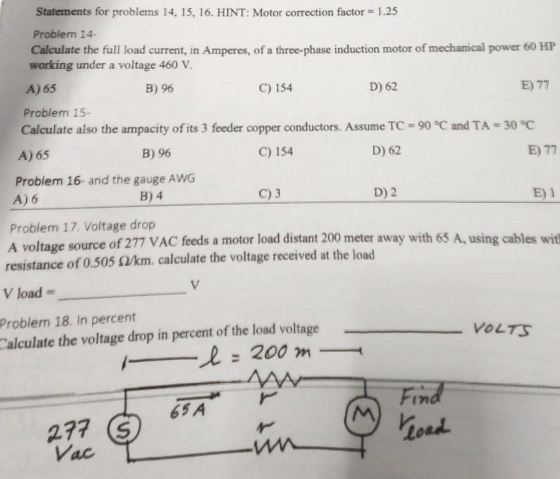 Solved Statements for problems 14,15,16. HINT: Motor | Chegg.com