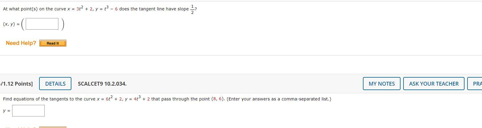 Solved At what point(s) on the curve x=3t2+2,y=t3−6 does the | Chegg.com