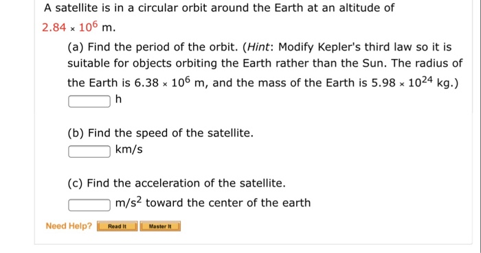Solved A Satellite Is In A Circular Orbit Around The Earth