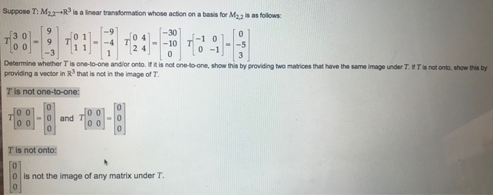 Solved Suppose T: M22?R3 is a linear transformation whose | Chegg.com