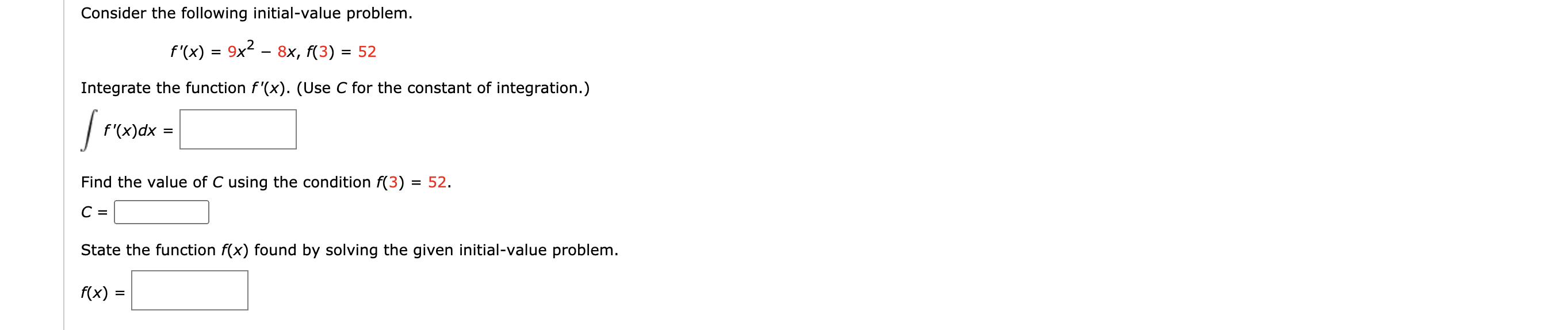 Solved Consider the following initial-value problem. f'(x) = | Chegg.com