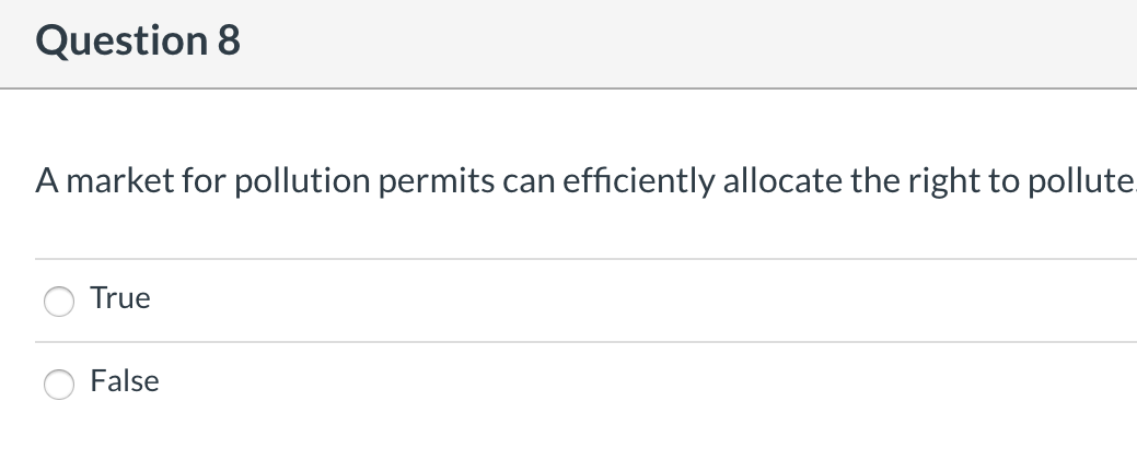 Solved Question 8 A market for pollution permits can | Chegg.com