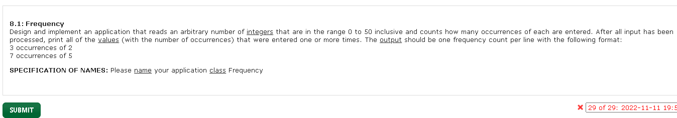Solved 8.1: Frequency 3 occurrences of 2 7 occurrences of 5 | Chegg.com